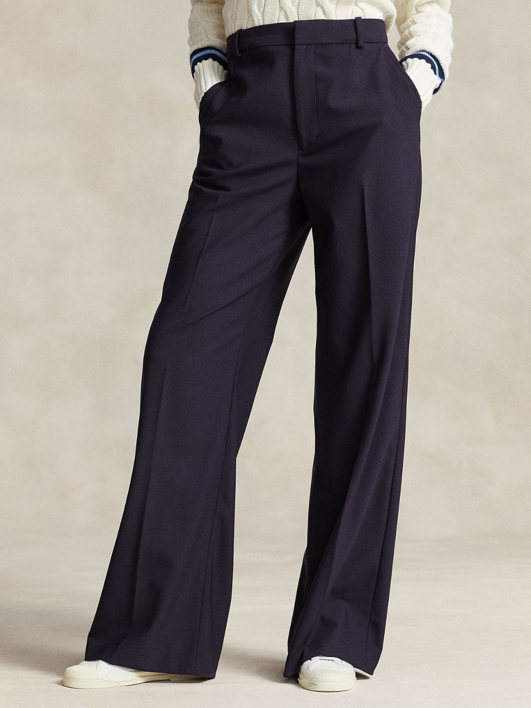 STRETCH WOOL FAILLE WIDE-LEG PANT Marine – 4 Men 4 Women