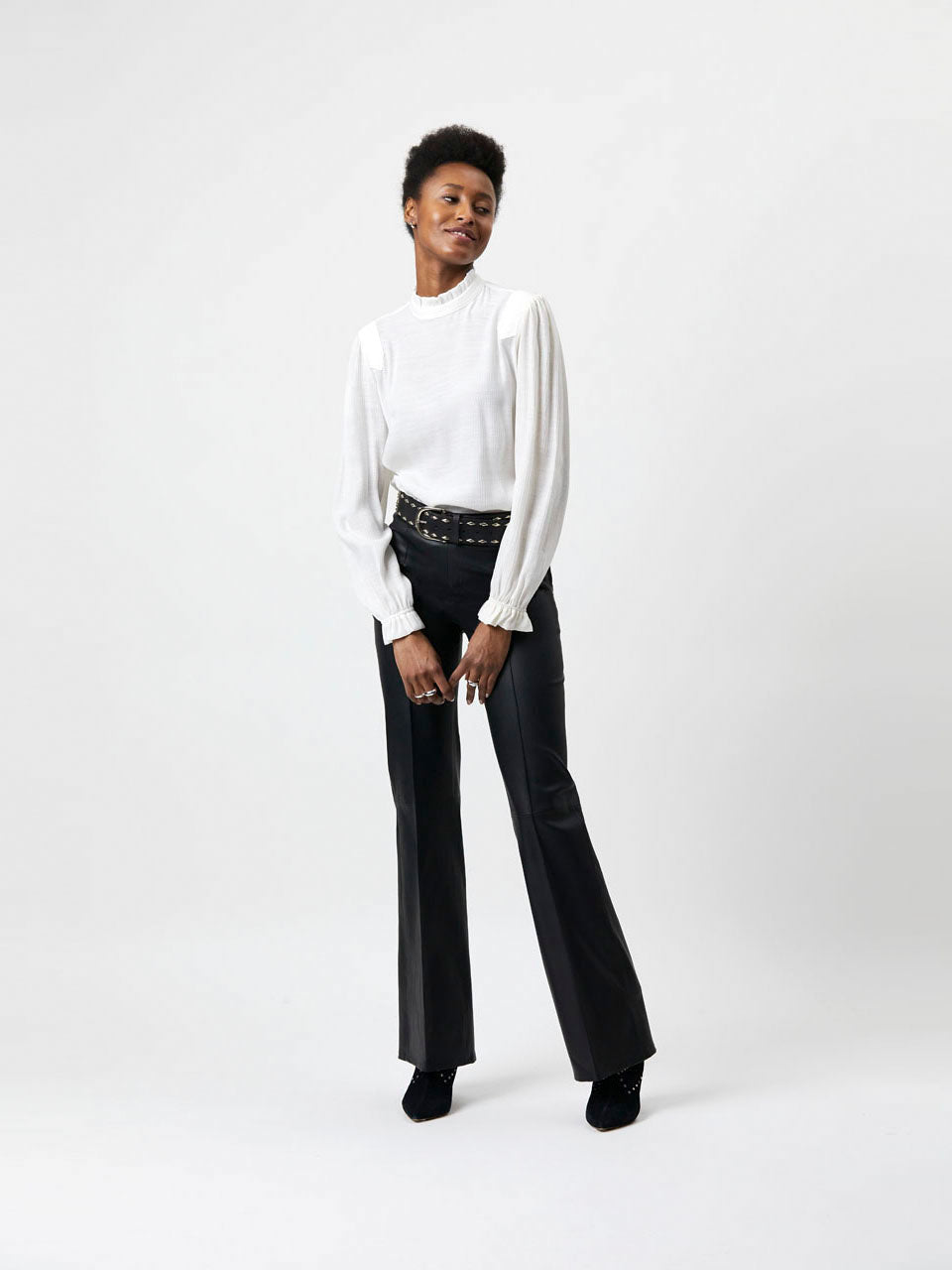 GINI WIDE LEG LEATHER PANTS Sort – 4 Men 4 Women